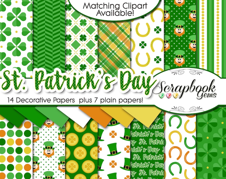 ST. PATRICK'S DAY Digital Papers 21 Pieces 12 X | Etsy