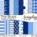 THE BLUES Coordinated Digital Papers, 20 Papers, 12" X 12", High ...