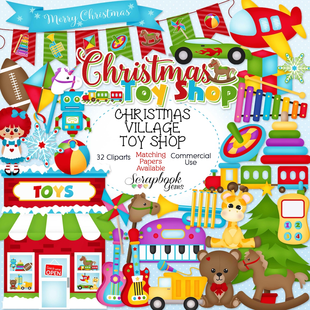 CHRISTMAS TOY SHOP Clipart, 32 Png Clipart Files, Instant Download, Toy ...