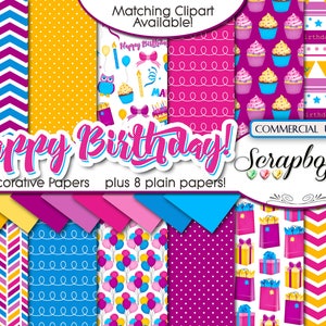 BIRTHDAY Set 1 Clipart and Papers Kit, 36 Png Clip Arts, 20 Jpeg Papers ...