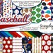 Baseball Digital Papers Navy Blue & White, 20 Pieces, 12 X 12, High ...