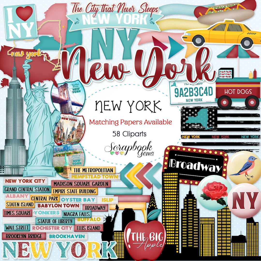 NEW YORK STATE Clipart, 58 Png Clipart Files, Instant Download, Empire ...