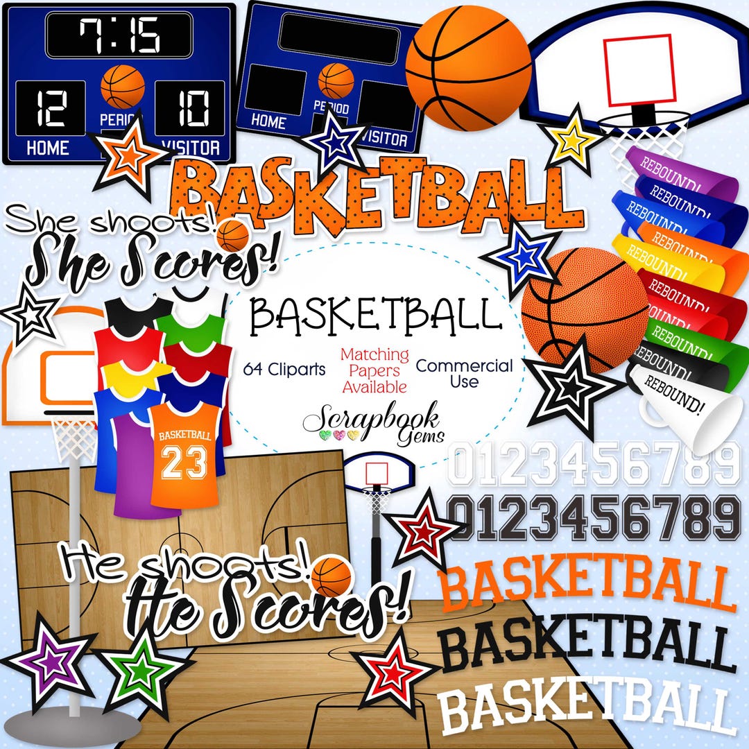 BASKETBALL Clipart, 64 Png Clipart Files Instant Download Sports Basket ...