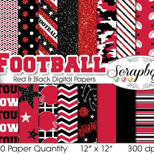 Football Digital Papers Blue Red & White 20 Pieces - Etsy