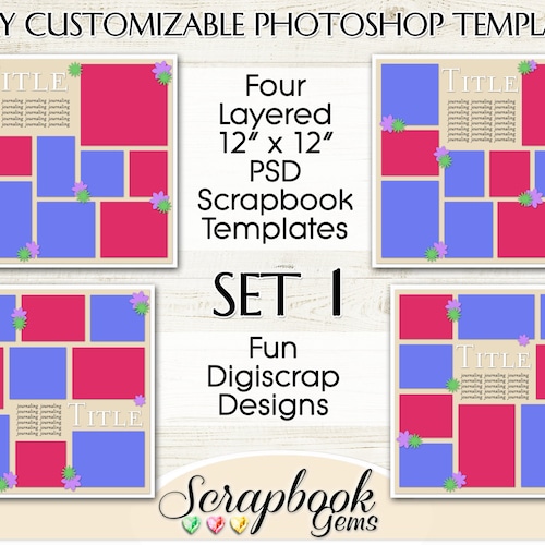Four 12 X 12 Pocket Digital Scrapbook Layered - Etsy