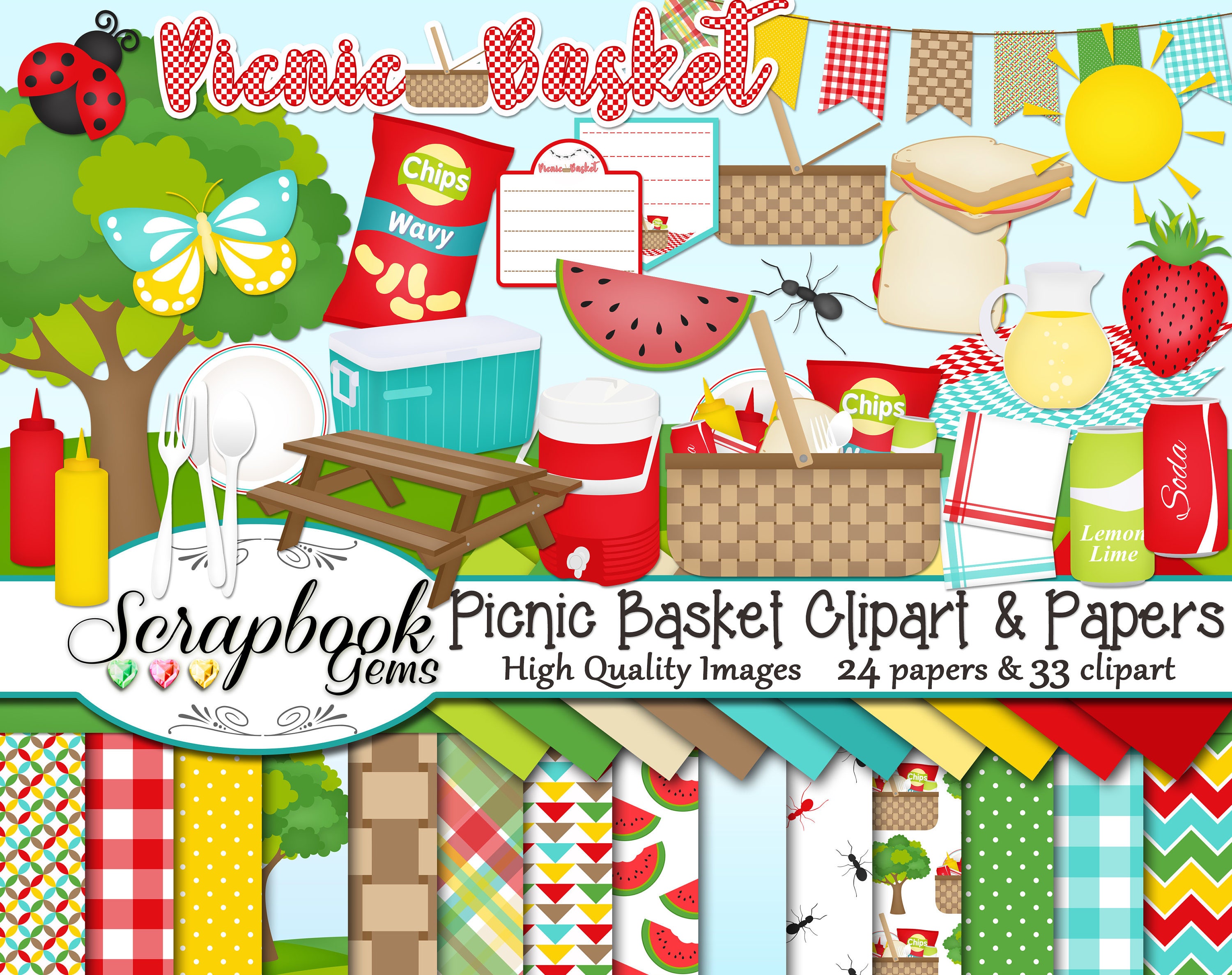 Picnic Table With Food Clip Art