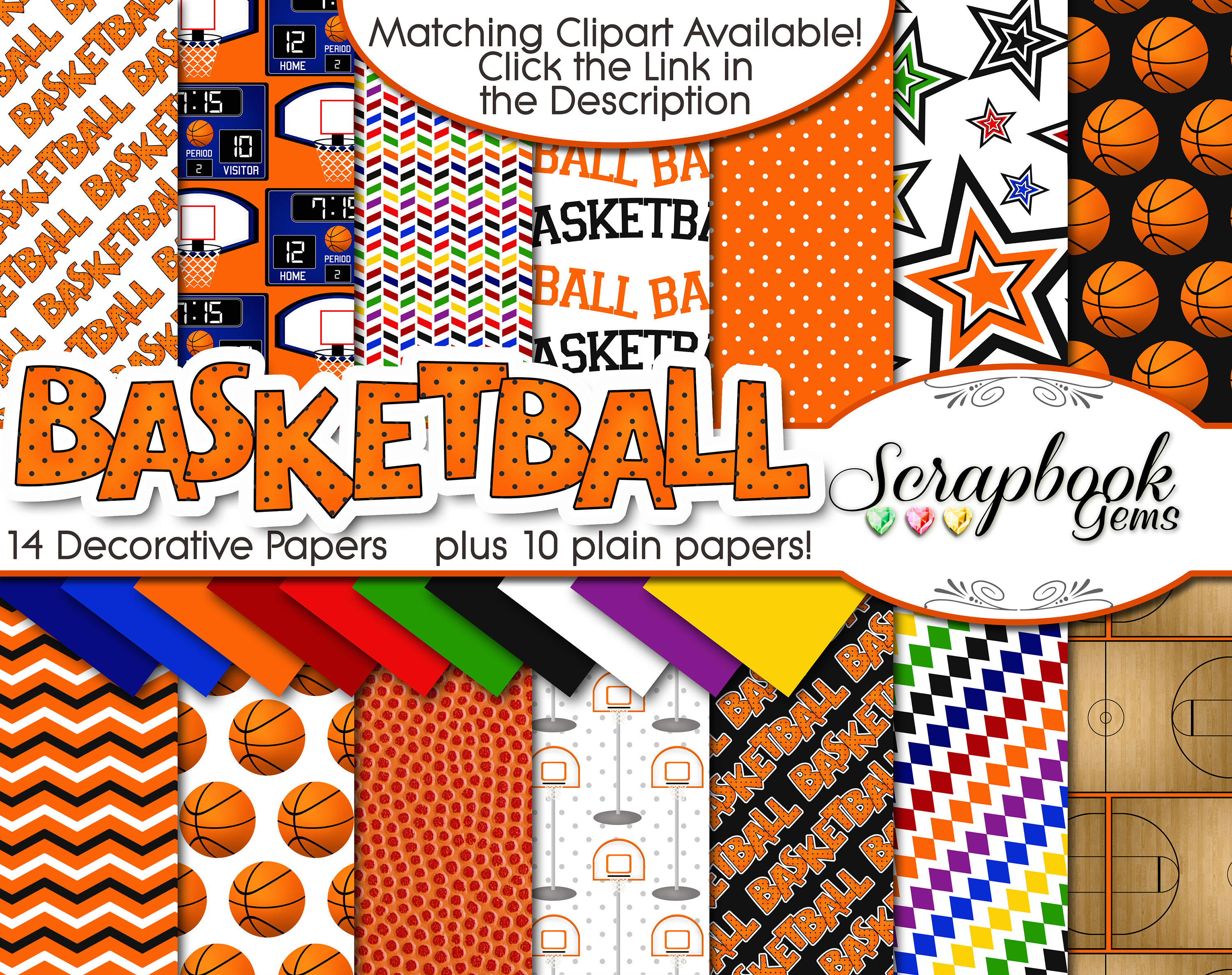 BASKETBALL Digital Papers 24 Pieces 12 X 12 - Etsy
