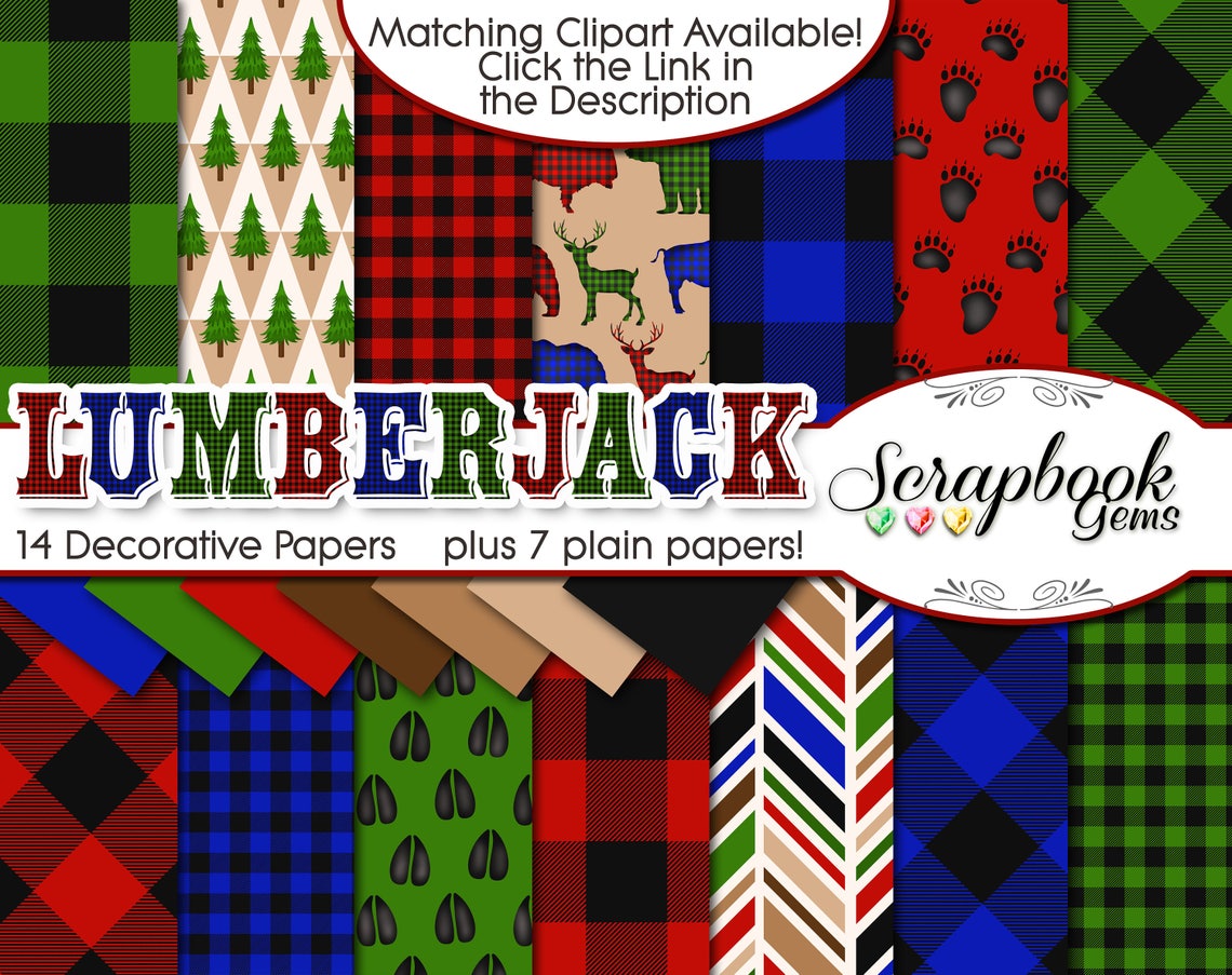 LUMBERJACK Digital Papers 21 Pieces 12 X 12 - Etsy
