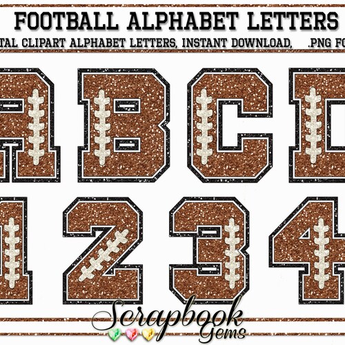 Football Sports Letters & Numbers Clipart 36 High Quality PNG - Etsy