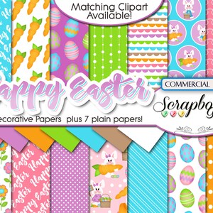 HAPPY EASTER Clipart & Papers Kit, 29 Png Clipart Files, 21 Jpeg Paper ...