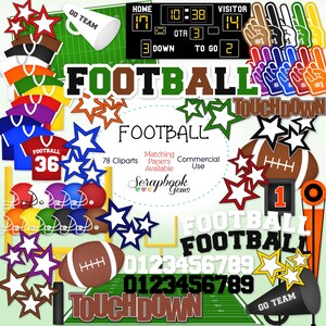 FOOTBALL Clipart and Papers Kit, 78 Png Clip Arts, 25 Jpeg Papers ...