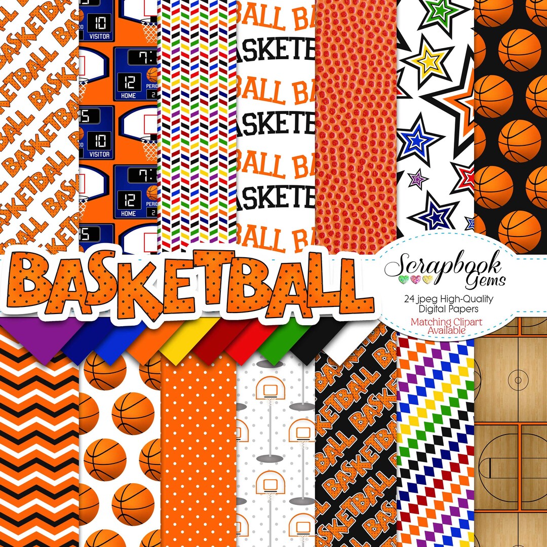 BASKETBALL Digital Papers, 24 Pieces, 12" X 12", High Quality Jpegs ...