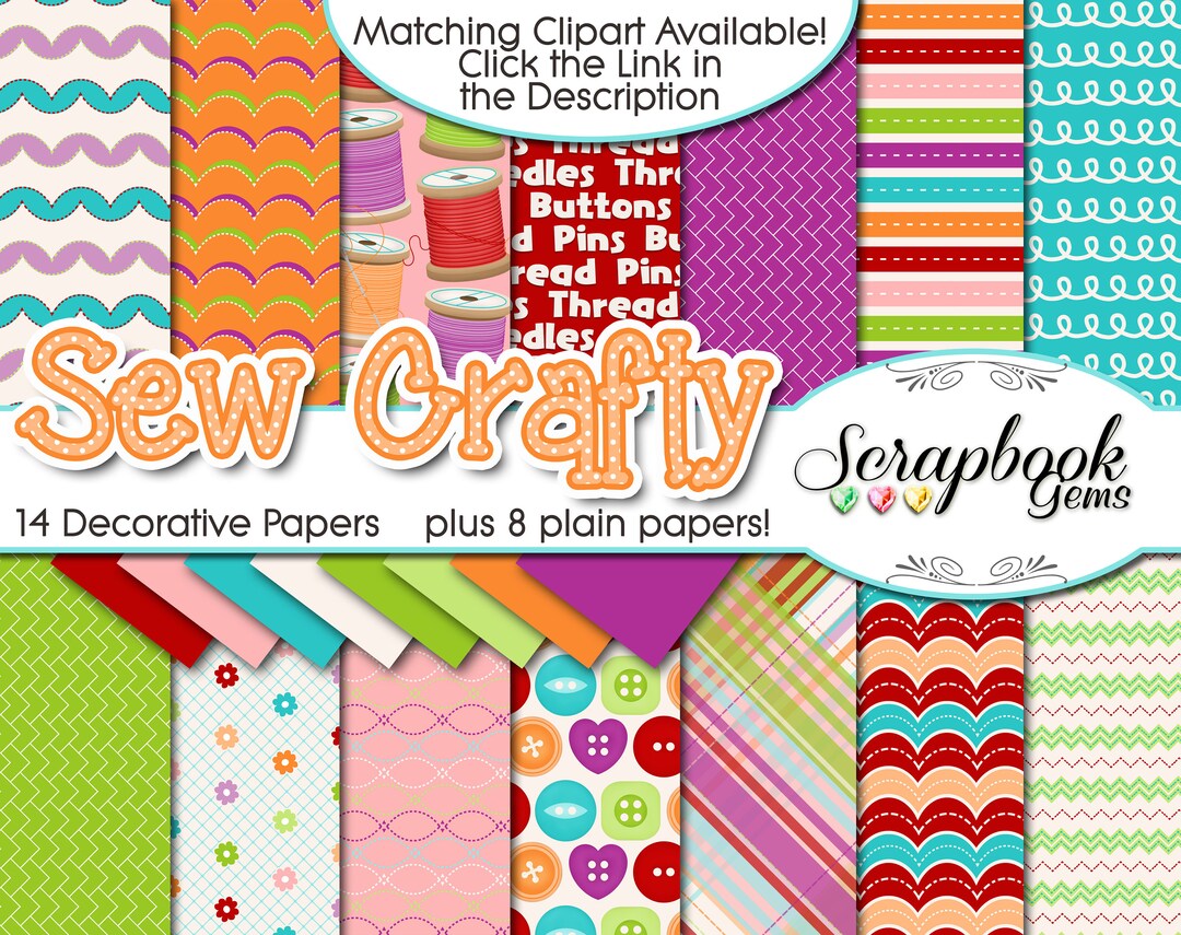 SEW CRAFTY Digital Papers, 22 Pieces, 12" X 12", High Quality Jpegs ...