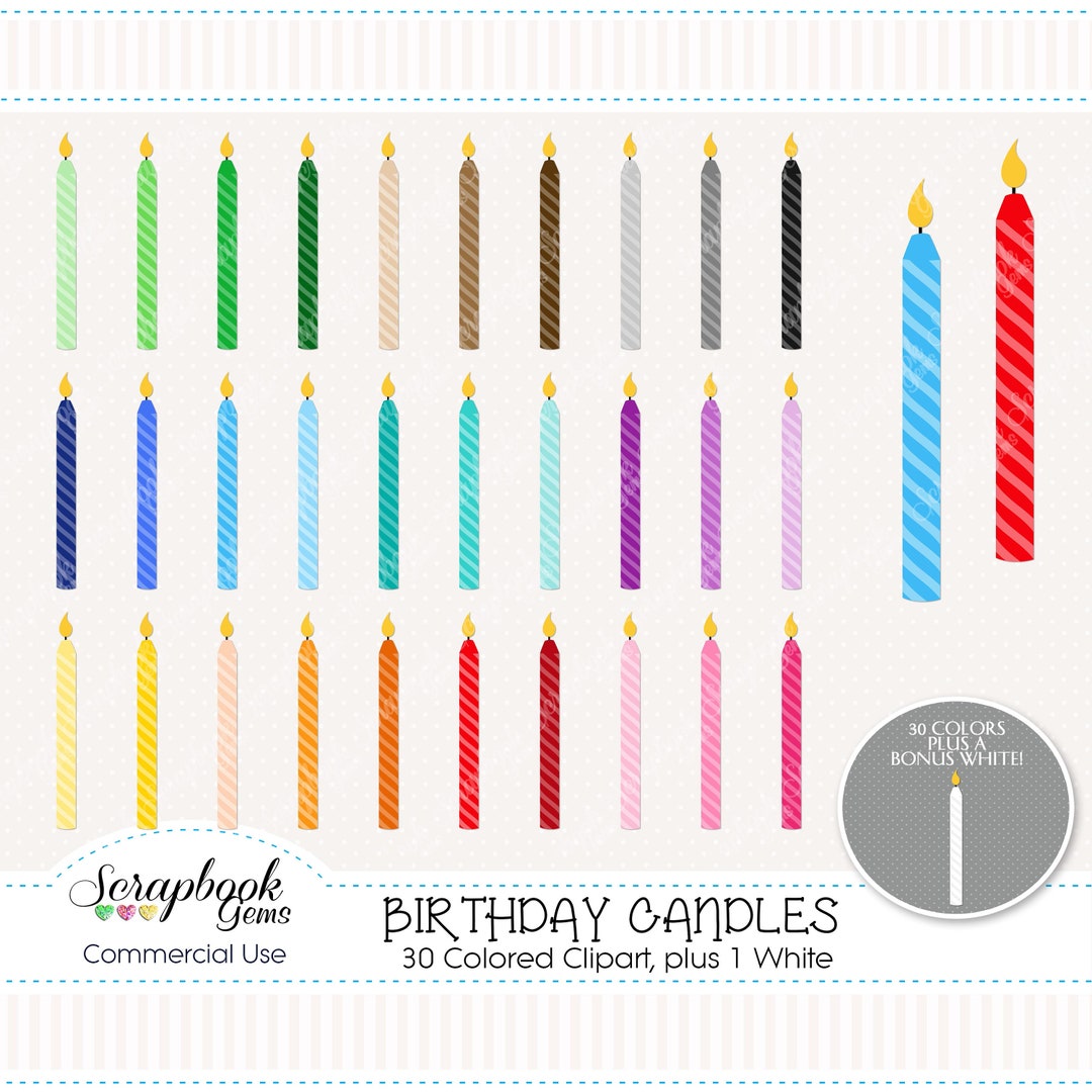 BIRTHDAY CANDLES Clipart, 31 Png Clipart Files Instant Download ...
