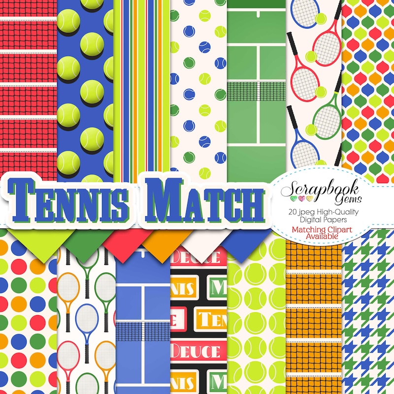 Tennis Digital Paper - Etsy