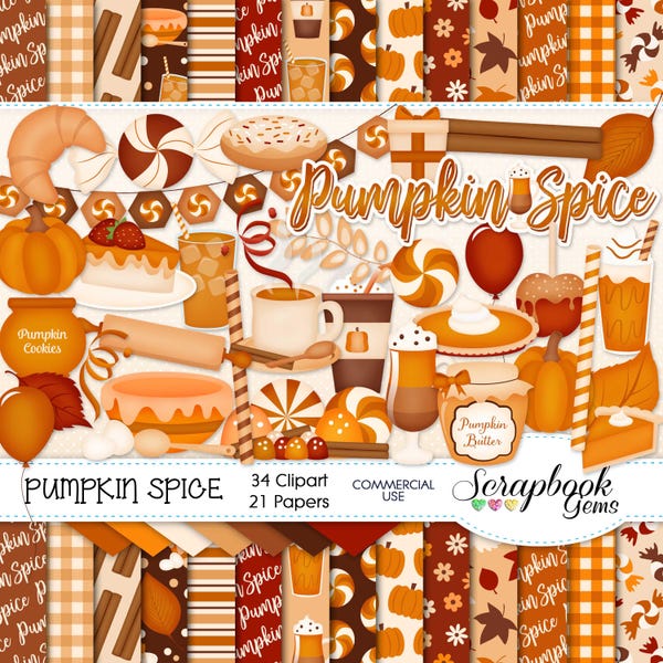 Pumpkin Spice Clipart - Etsy