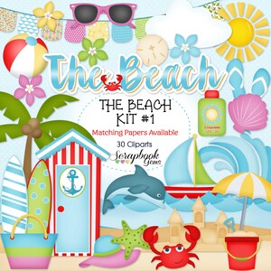 THE BEACH (kit #1) Clipart, 30 Png Clipart Files, Instant Download Kid ...