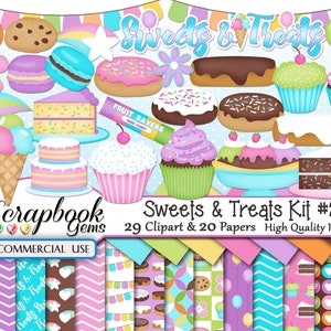 SWEETS & TREATS BUNDLE - 2 Kits in 1, 58 Cliparts/42 Papers, Instant ...