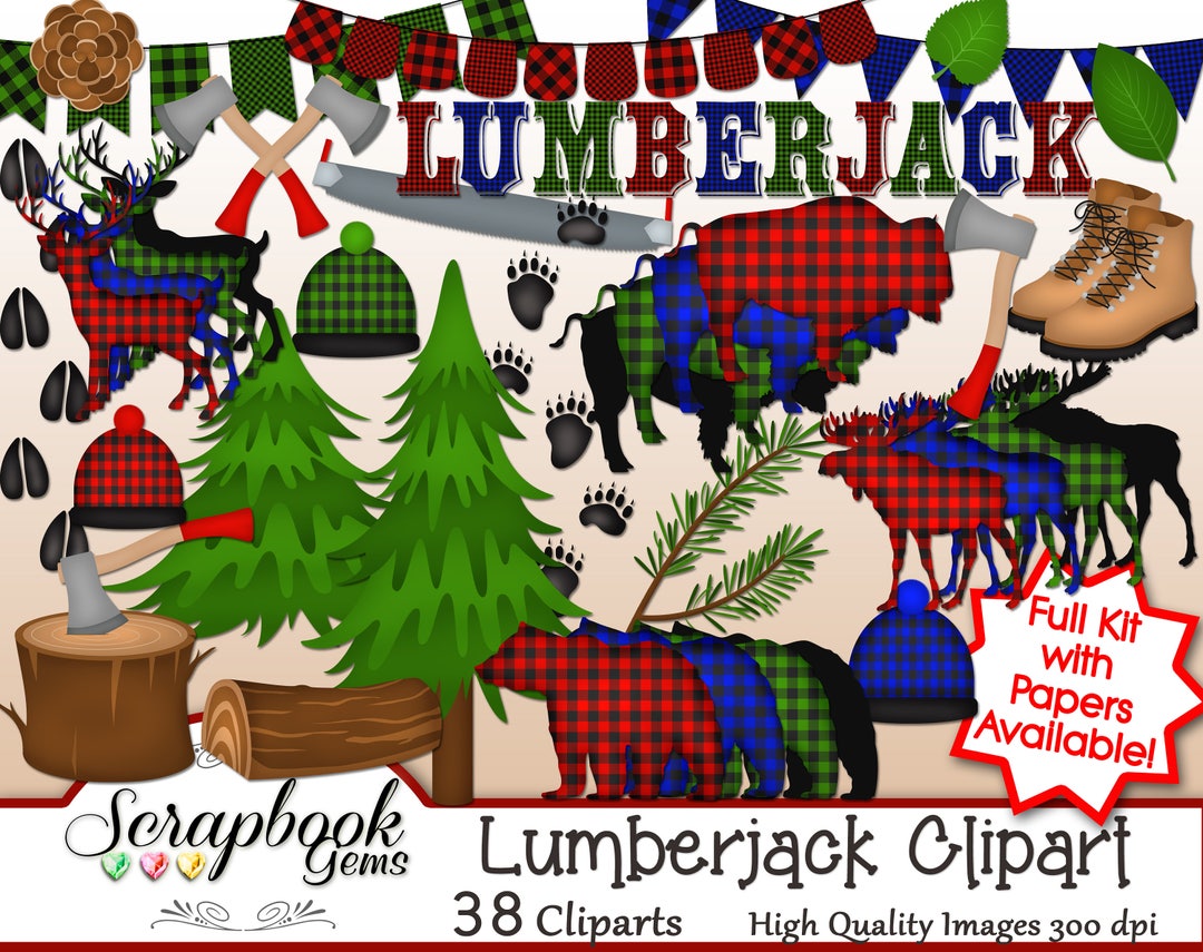 LUMBERJACK Clipart, 38 Png Clipart Files Instant Download Moose Bison ...