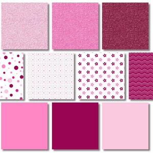 THE PINKS Coordinated Digital Papers, 20 Papers, 12" X 12", High ...