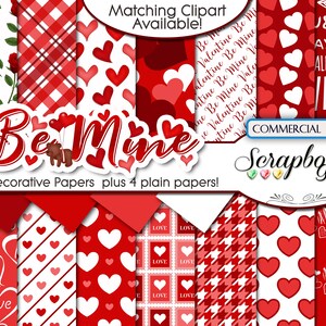 BE MINE VALENTINE Kit #1 Clipart & Papers Kit, 24 Png Clipart Files, 18 ...
