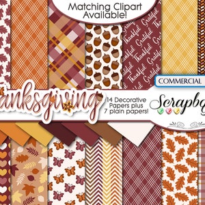 HAPPY THANKSGIVING Clipart & Papers Kit, 31 Png Clipart Files, 21 Jpeg ...