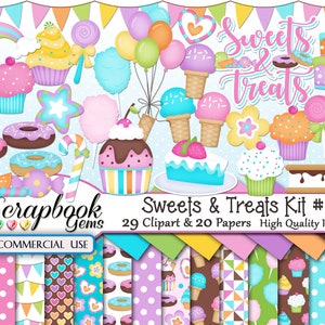 SWEETS & TREATS BUNDLE - 2 Kits in 1, 58 Cliparts/42 Papers, Instant ...