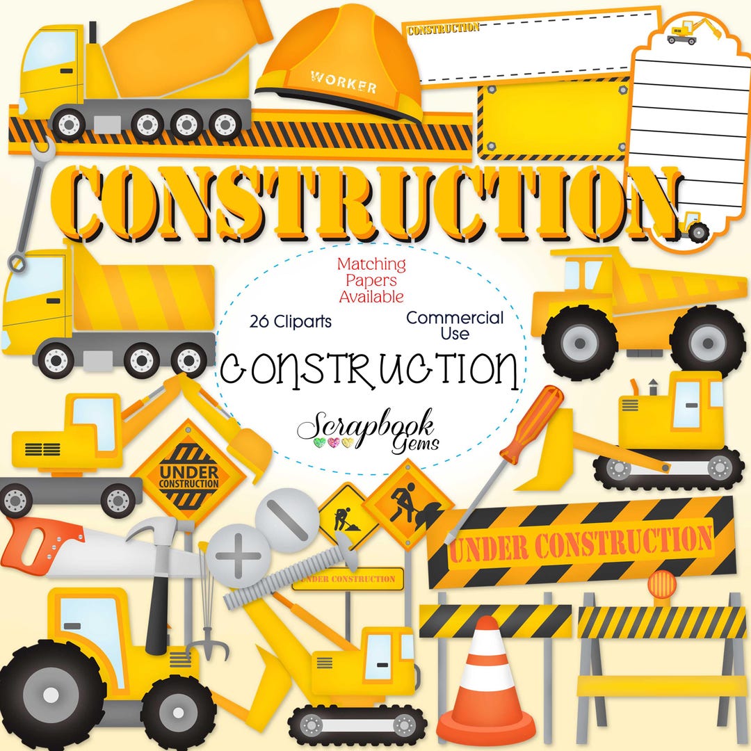 CONSTRUCTION Clipart, 27 Png Clipart Files Instant Download Tractor ...