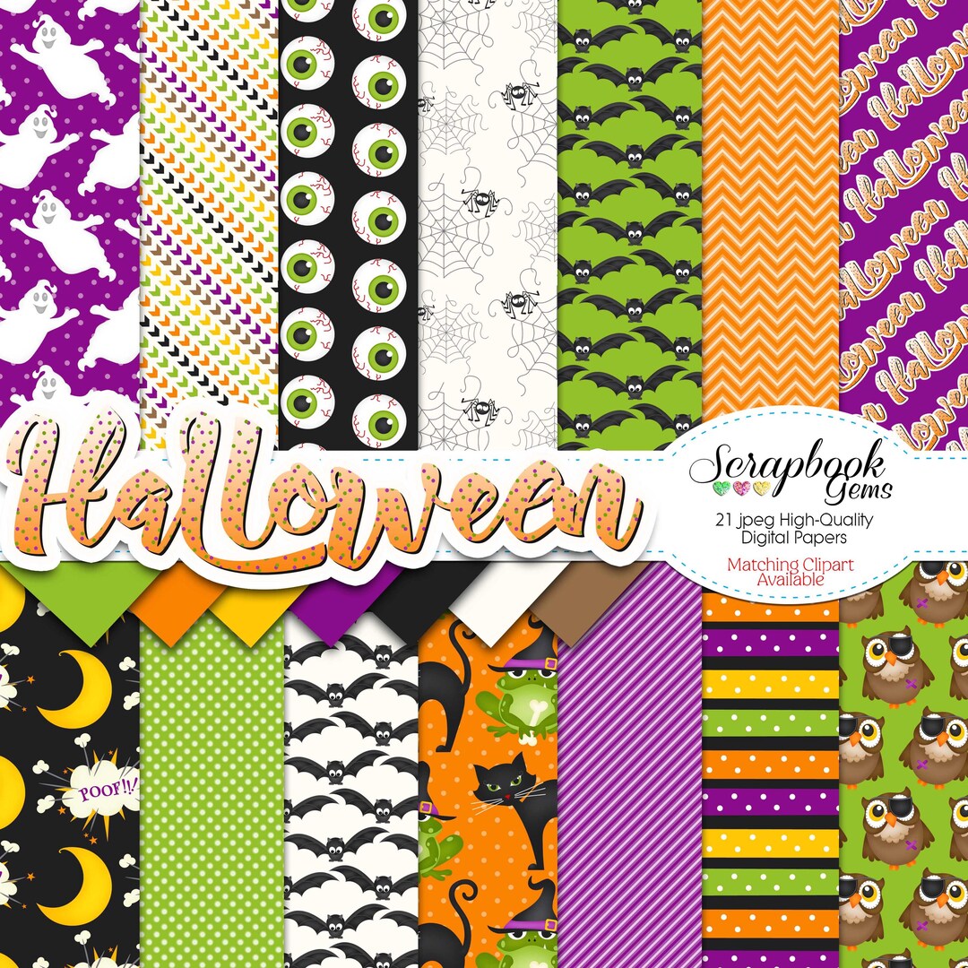 HALLOWEEN #2 Digital Papers, 21 Pieces, 12" X 12", High Quality Jpegs ...
