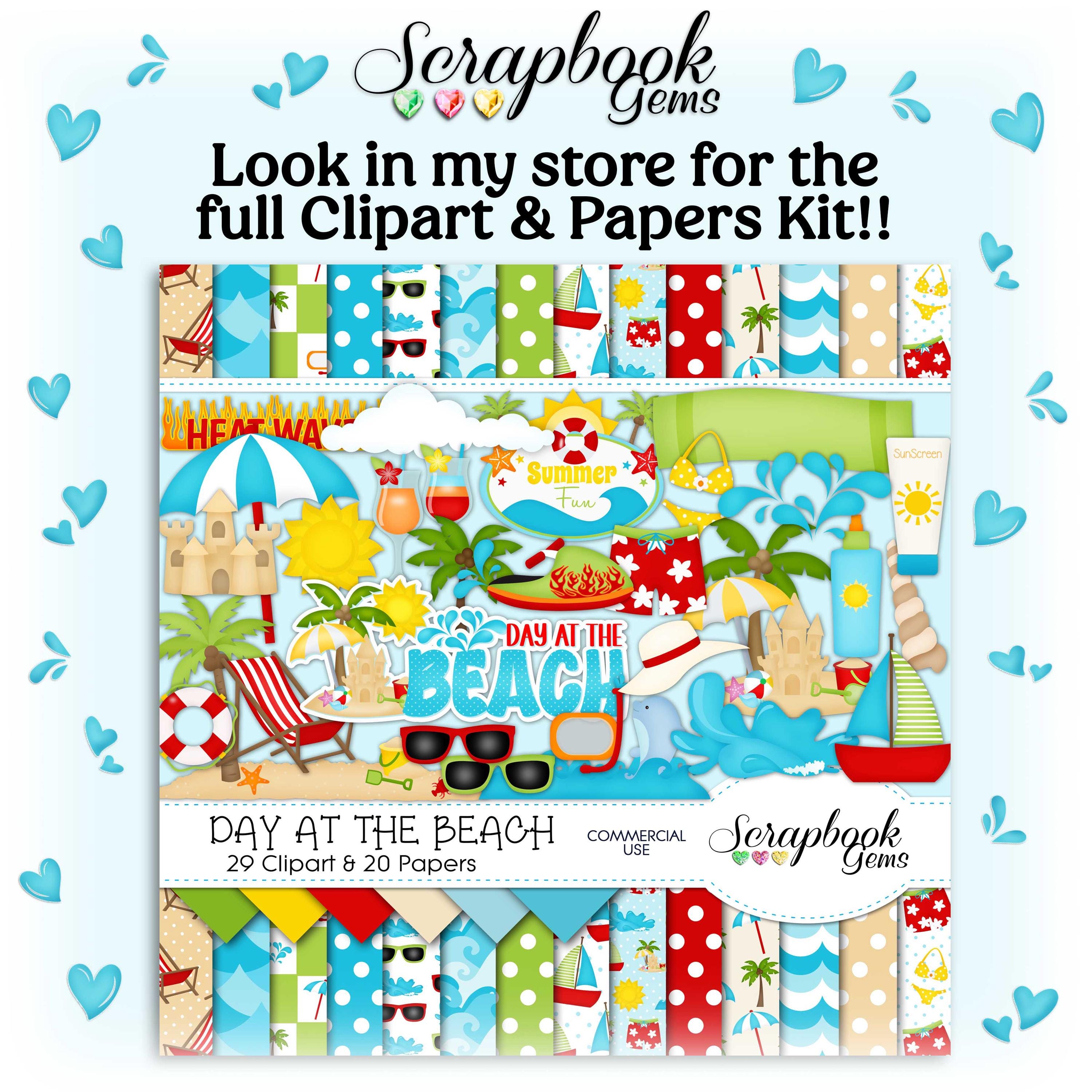 Day at the Beach Digital Papers, 20 Pieces, 12" X 12", High Quality ...