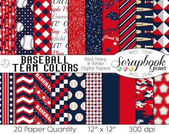 Baseball Digital Papers Orange & Navy 20 Pieces 12 X | Etsy