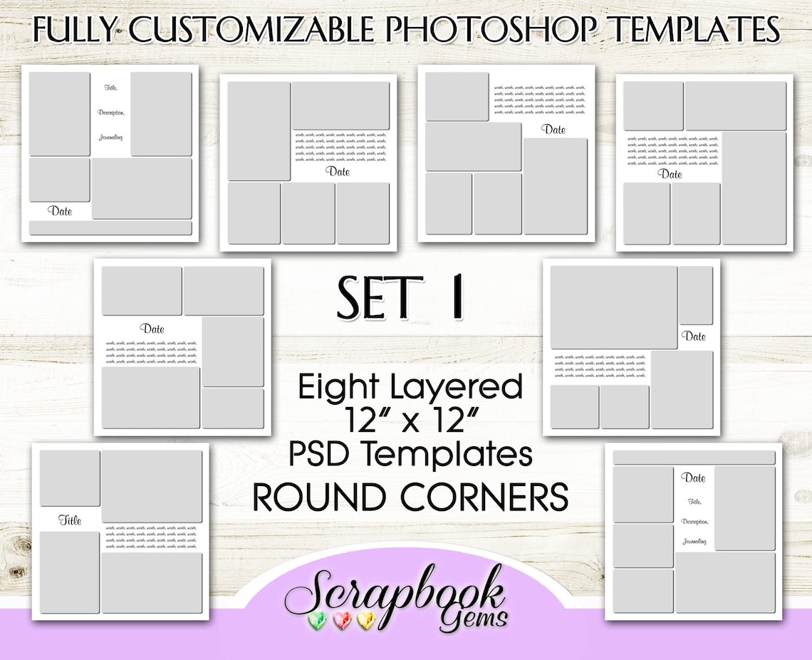 Rounded Corner Photo Templates SET 1 Eight 12 X - Etsy