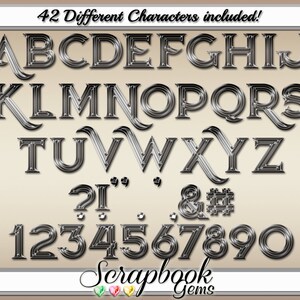 Pewter Metal Letters & Numbers Digital Clipart 42 High - Etsy