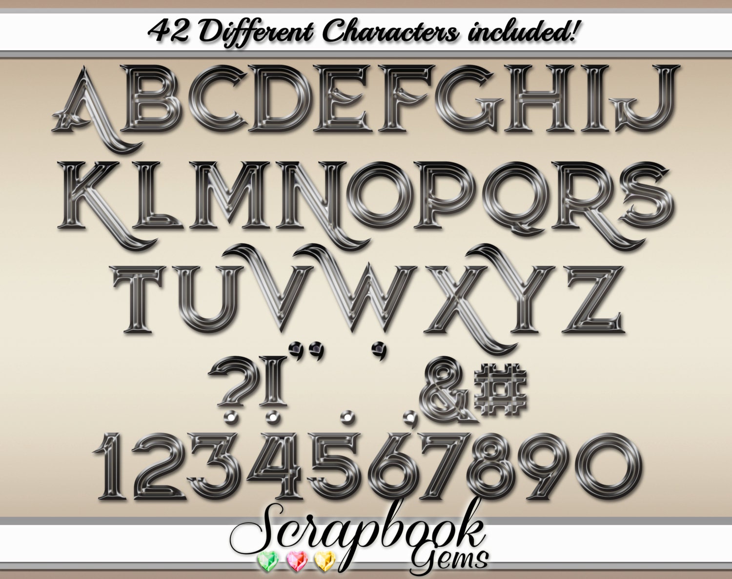 Pewter Metal Letters & Numbers Digital Clipart 42 High - Etsy Canada
