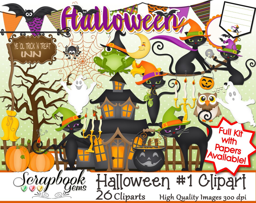 HALLOWEEN 1 Clipart, 26 Png Clipart Files Instant Download Halloween ...