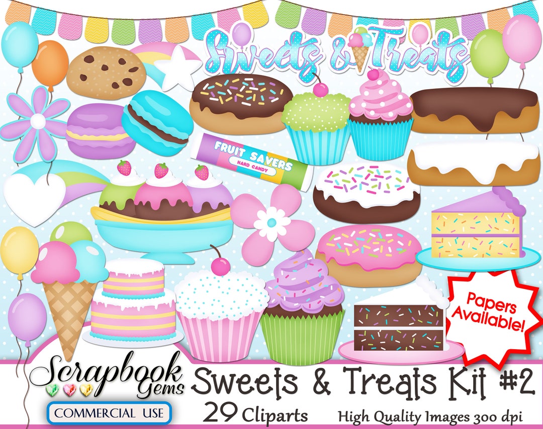 SWEETS & TREATS 2 Clipart, 29 Png Clipart Files, Instant Download ...