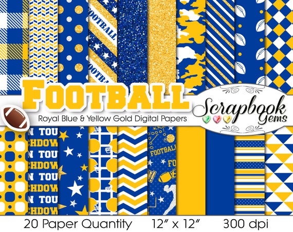 Football Digital Papers Royal Blue & Yellow 20 Pieces - Etsy