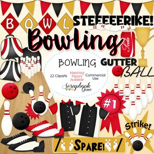 BOWLING Clipart and Papers Kit, 22 Png Clip Arts, 18 Jpeg Papers ...