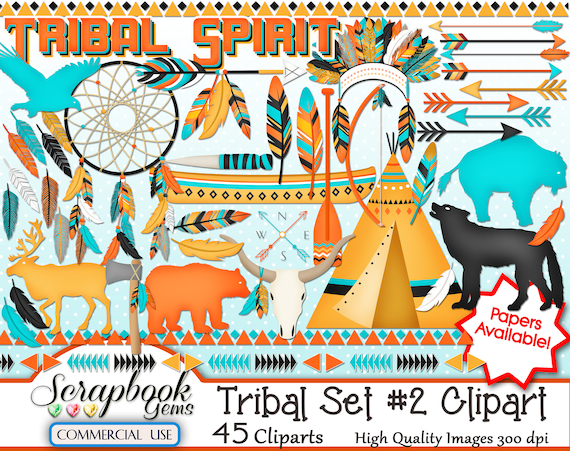 TRIBAL SET 3 Clipart 45 png Clipart files Instant Download | Etsy