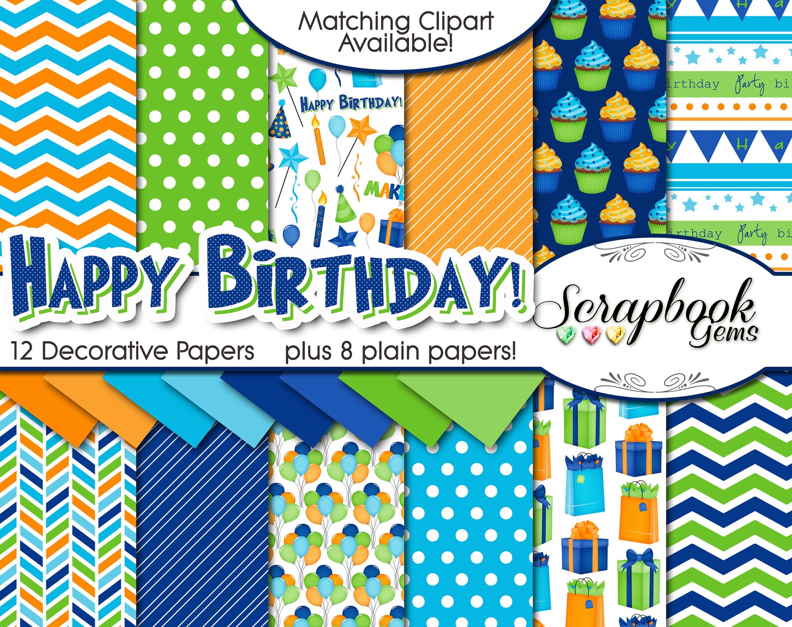 BIRTHDAY Set 2 Clipart and Papers Kit 36 Png Clip Arts 20 - Etsy