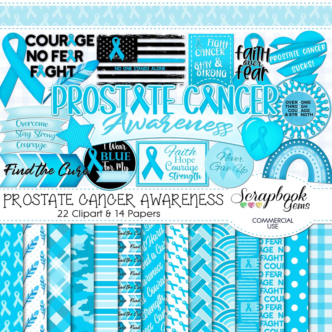 PROSTATE Cancer Awareness Clipart & Papers Kit, 22 Png Clipart Files ...