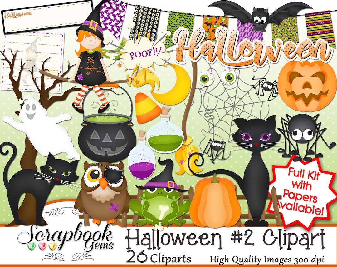 HALLOWEEN 2 Clipart, 26 Png Clipart Files Instant Download Halloween ...