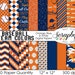 Baseball Digital Papers Orange & Navy, 20 Pieces, 12" X 12", High ...