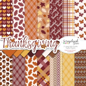 HAPPY THANKSGIVING Clipart & Papers Kit, 31 Png Clipart Files, 21 Jpeg ...