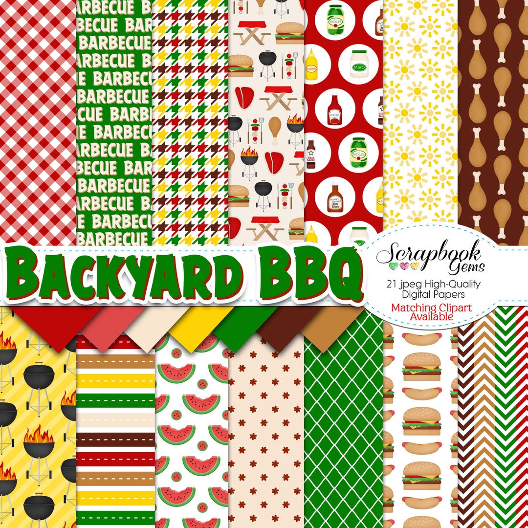 BACKYARD BBQ Digital Papers, 21 Pieces, 12 X 12, High Quality Jpegs ...