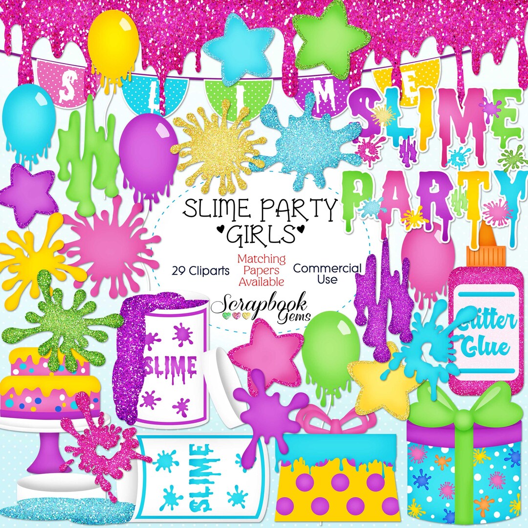 SLIME PARTY (girl) Clipart, 29 Png Clipart Files, Instant Download ...