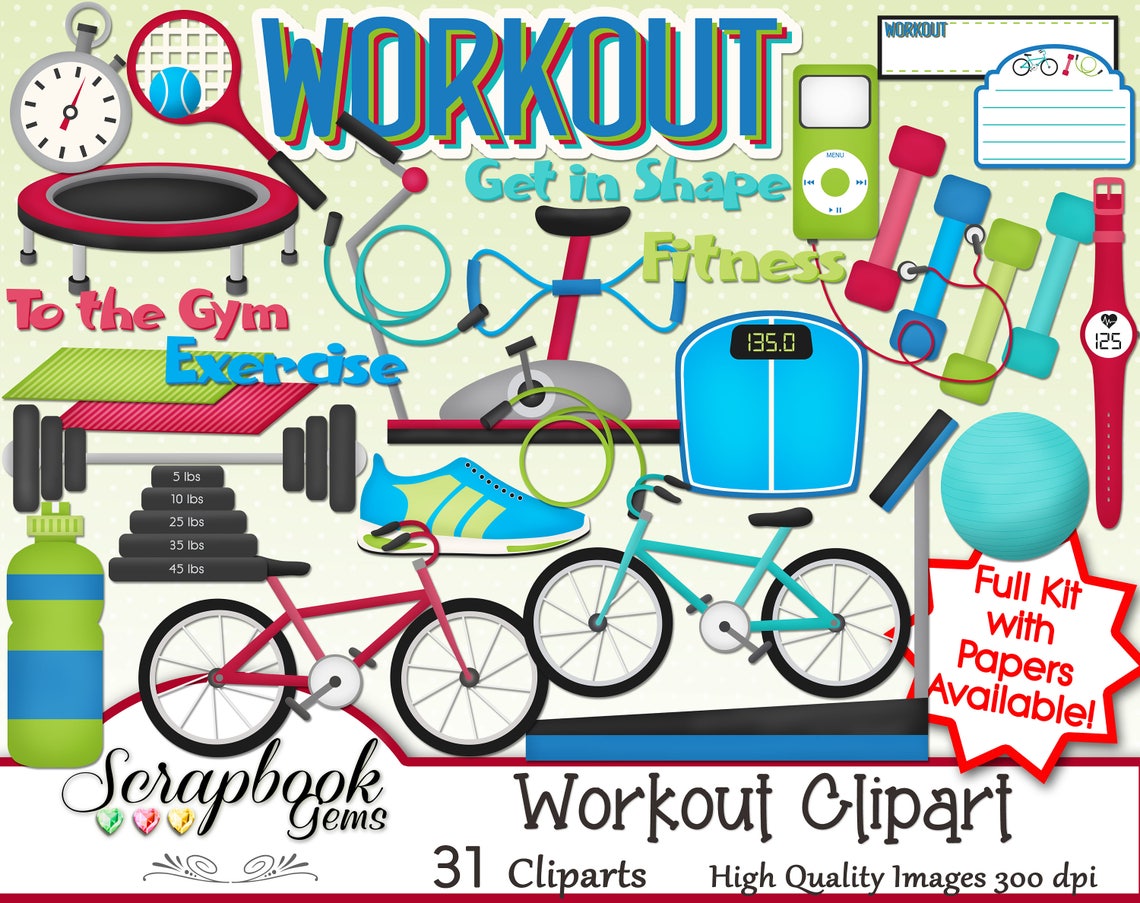 WORKOUT Clipart 31 Png Clipart Files Instant Download | Etsy