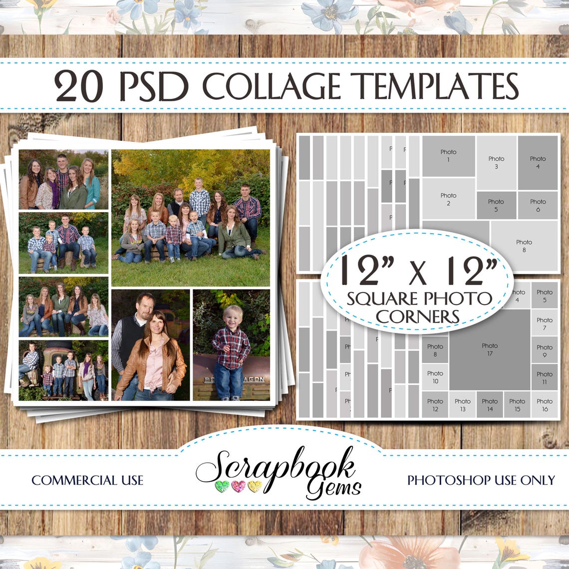 TWENTY (20) 12" X 12" Digital Photo Collages / Storyboard Templates ...