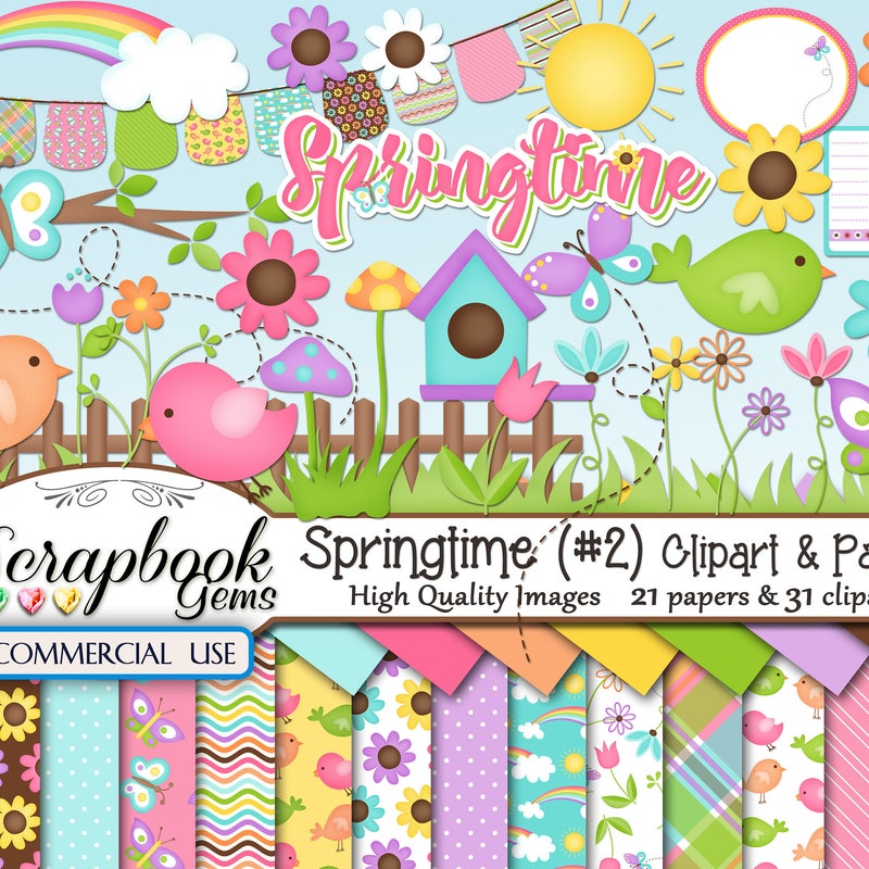 Spring clip art - Etsy España