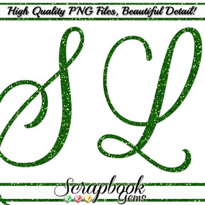 Green Glitter Letters & Numbers Digital Clipart, 79 High Quality PNG ...